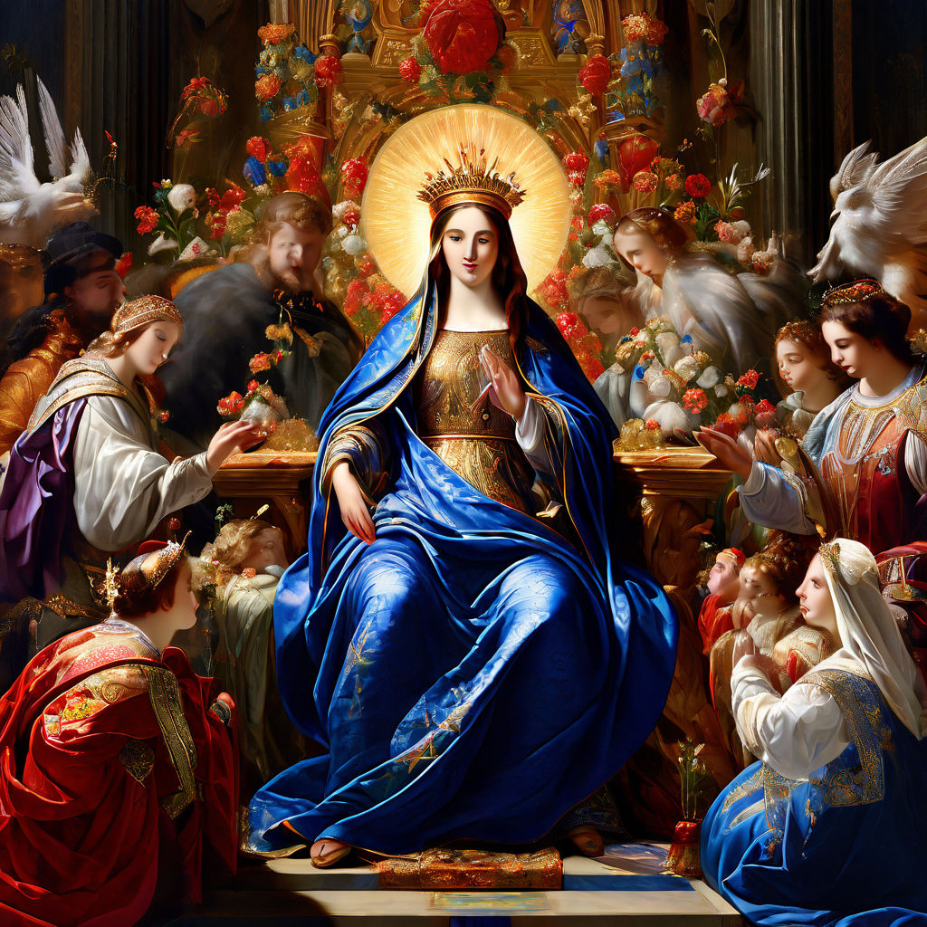 A magnificent painting of 'The Coronation of the Virgin' in ... by ...