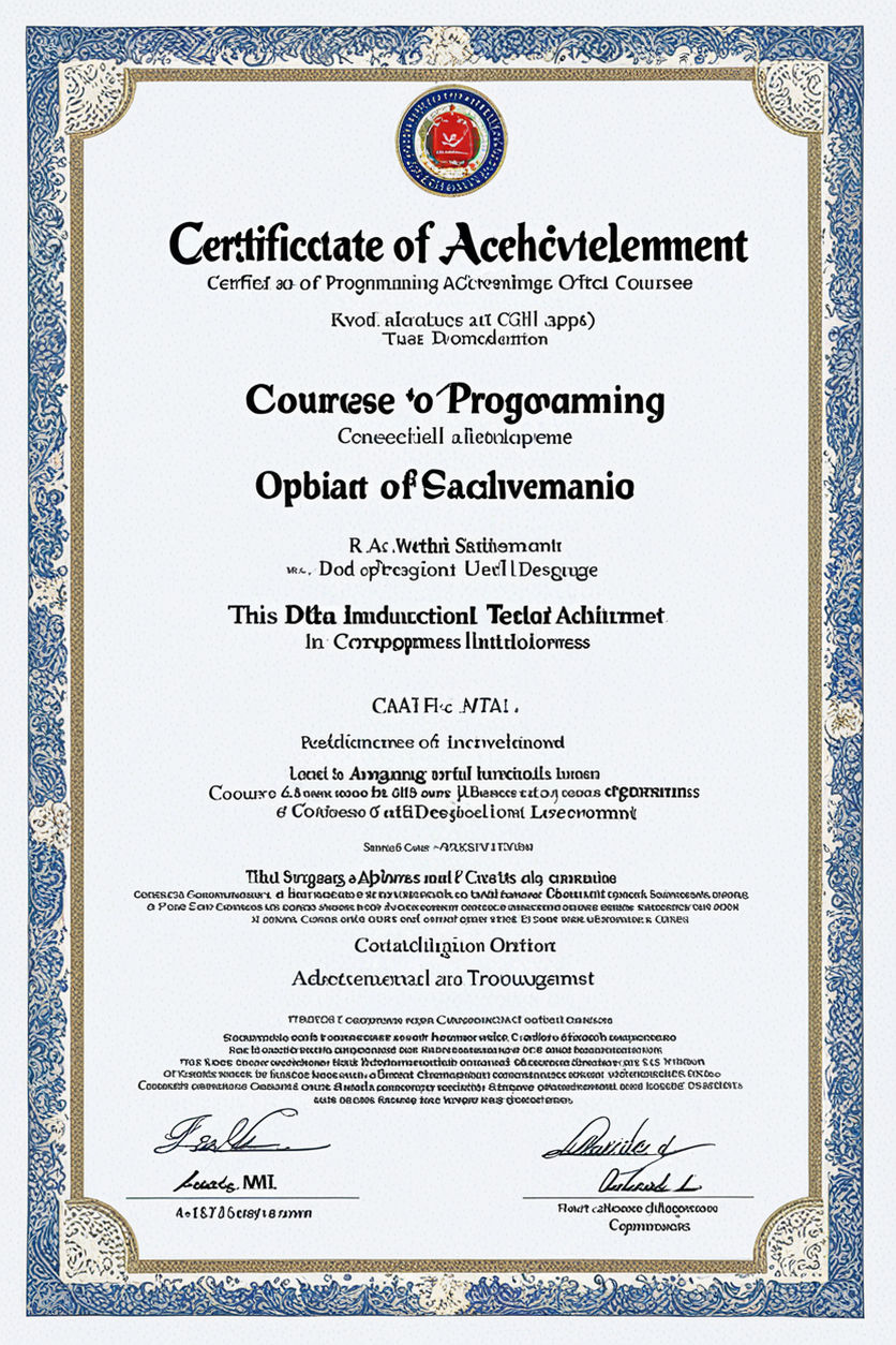 Certificate of Achievement in Programming Certificate of Ach... by alex ...