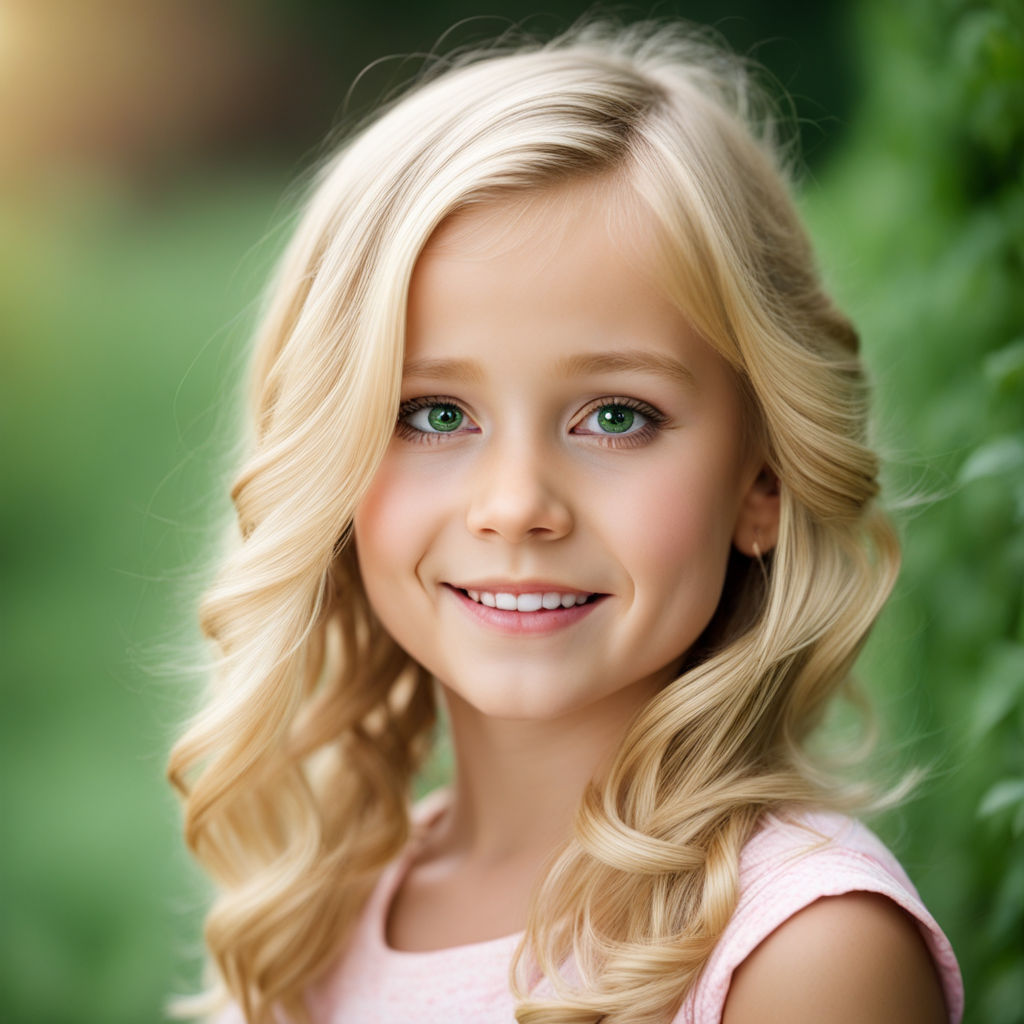 Blonde hair green eyes 6 year old by Reena Pandit - Playground