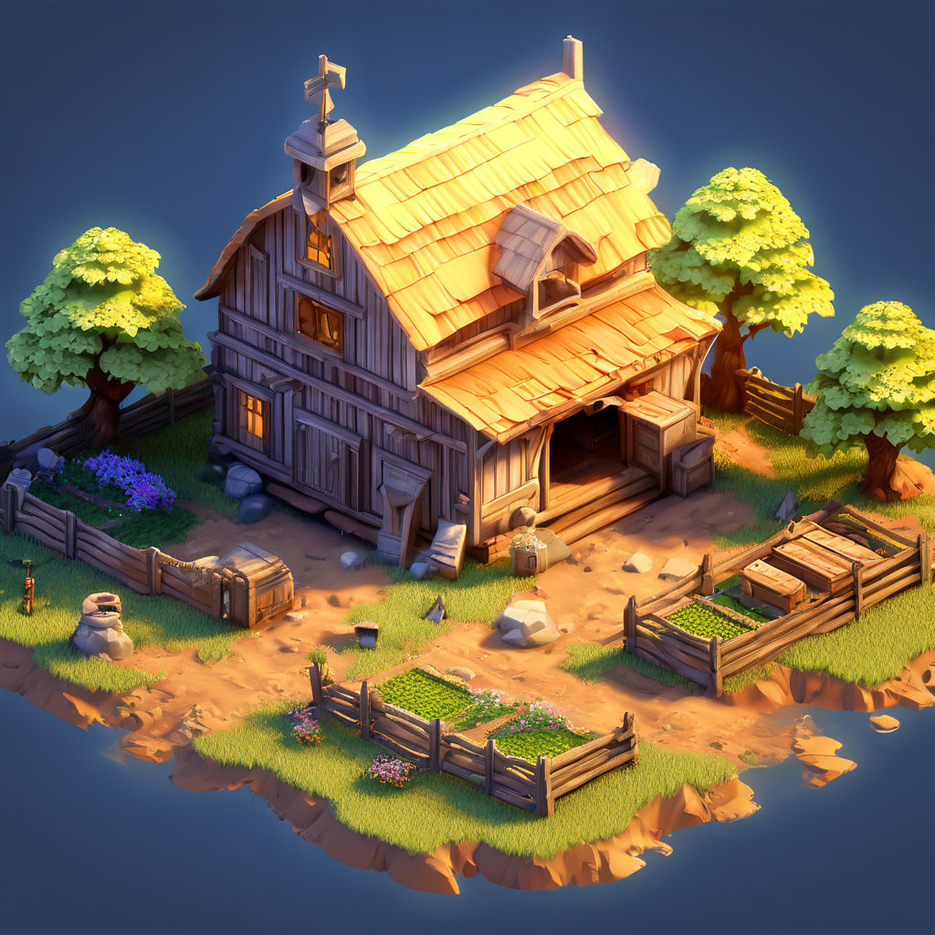 Isometric FARM WITH COW BARN secret chamber rpg map by Huy Bách ...