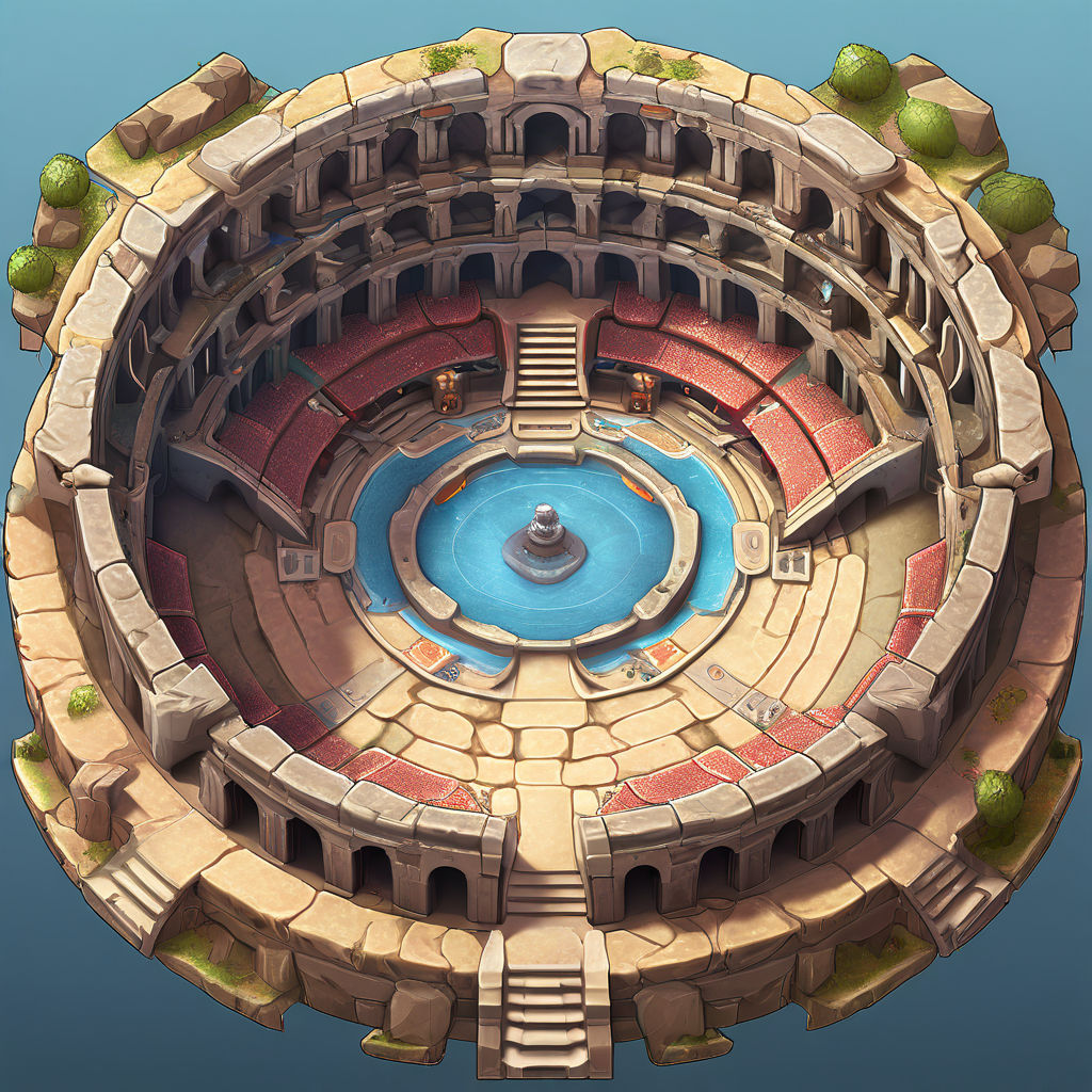 A detailed realistic Colosseum stadium pokemon arena tileset... by ...