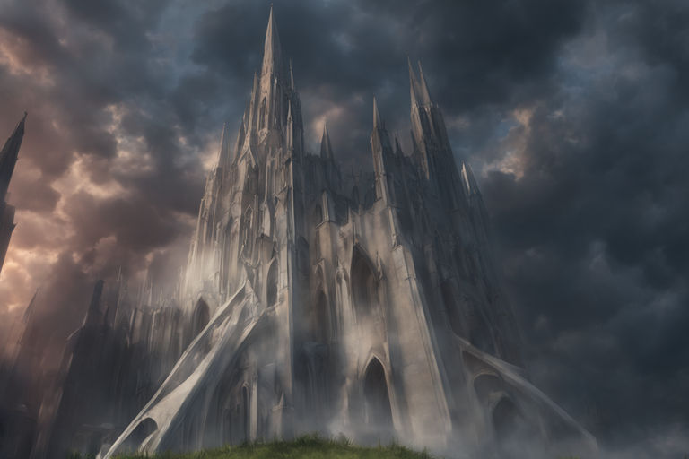 Semi-realistic fantasy cathedral rising amidst a dynamic env... by man ... Semi-realistic fantasy cathedral rising amidst a dynamic env... by man ...