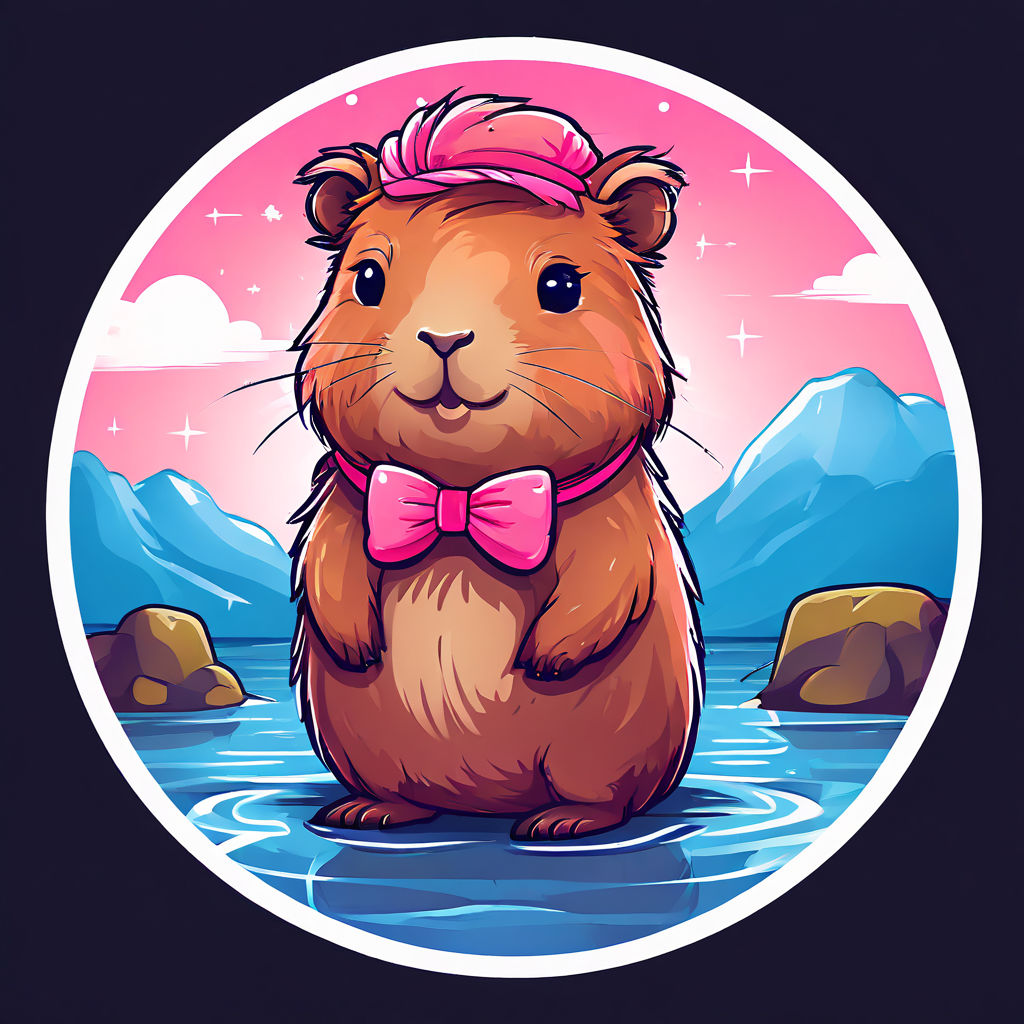 Cute capybara girl with pink bow by Луиза :3 - Playground
