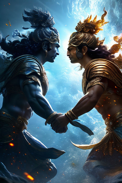 A fight between lord vishnu and Lord Bramha in cosmic univer... by ...