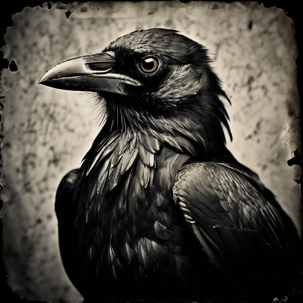Human-crow hybrid captured in an antique tin type photograph... by ...