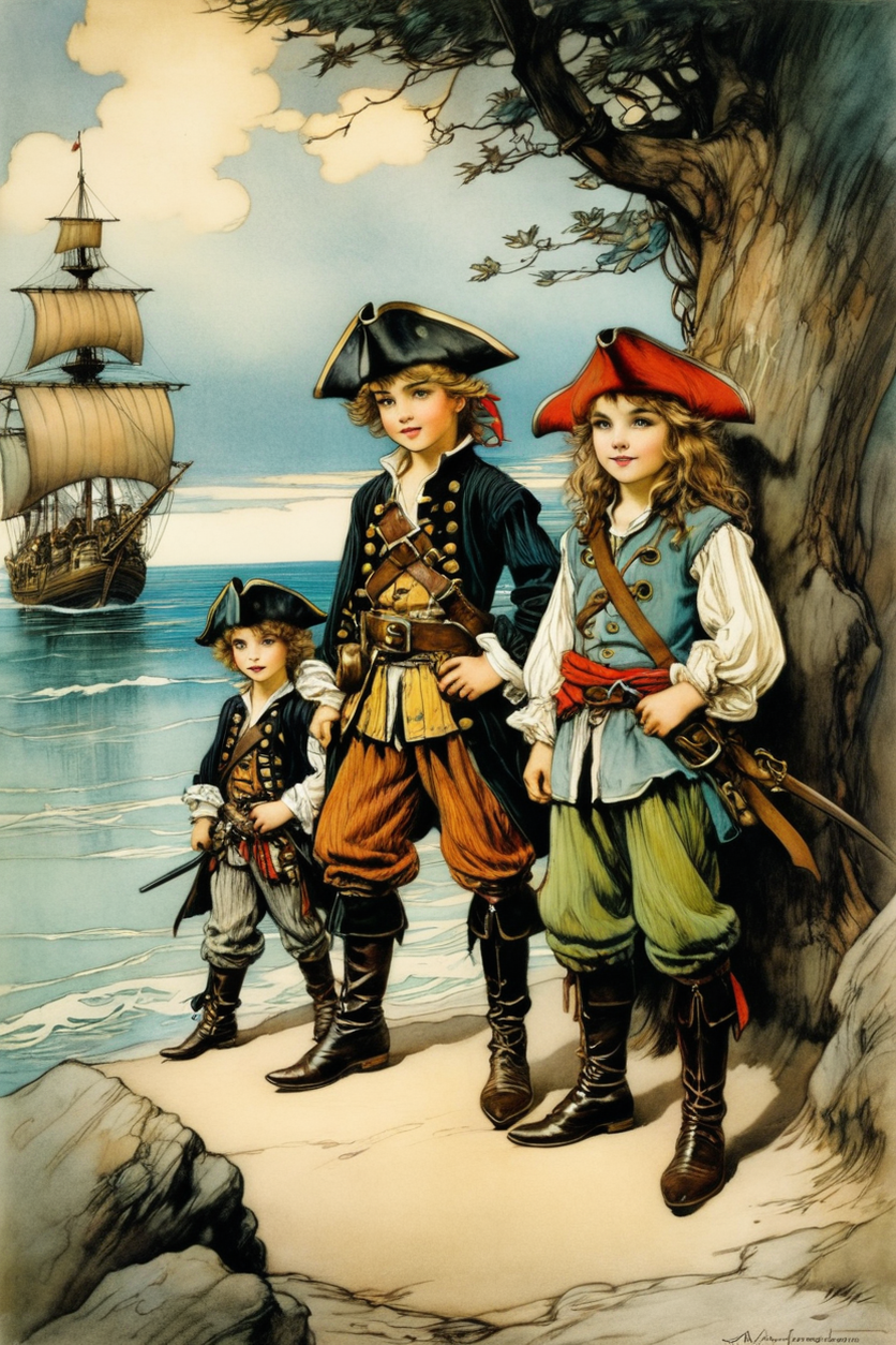 Arthur Rackham pastel on silk young pirates children’s book ... by ...