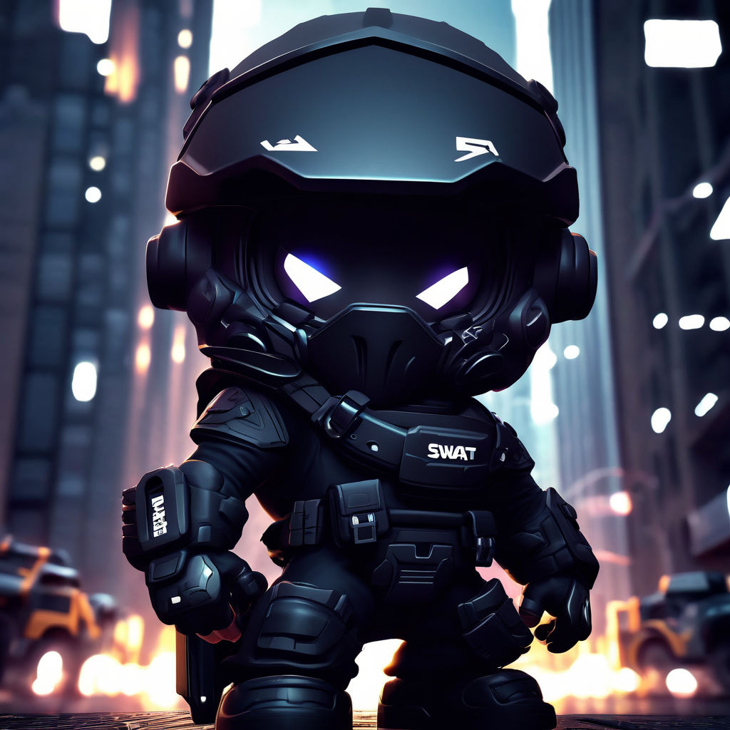 Chibi character in swat team attire by Superm1keAI - Playground