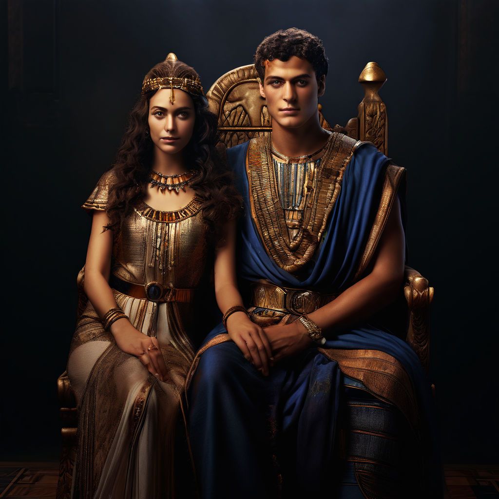 Generate an image of Cleopatra and her brother Ptolemy XIII ... by Mwaniki N - Playground
