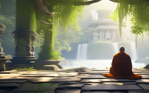 Sad monk site in forest house by Anil Kumar - Playground