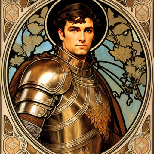 Short brown hair male knight in armor looking off to the rig... by ...