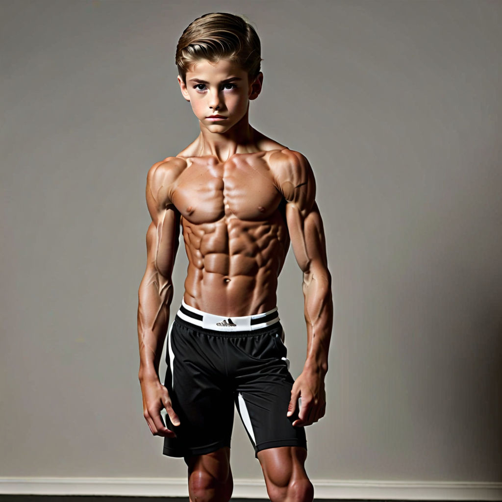 Extremely muscular 12 year old boy. His roided body consists... by Vo ...