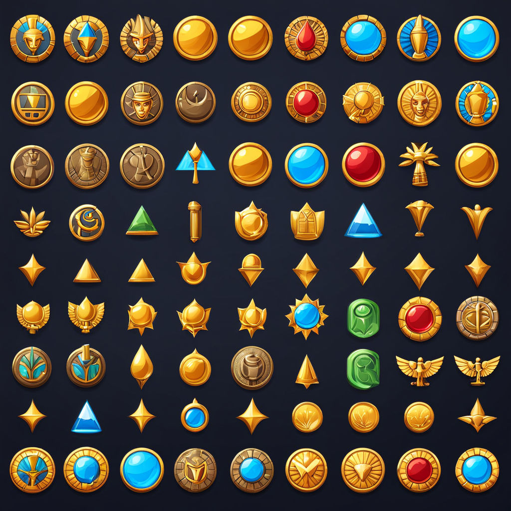 Game icons set coin assets sprites ancient egypt themed by Алексей ...