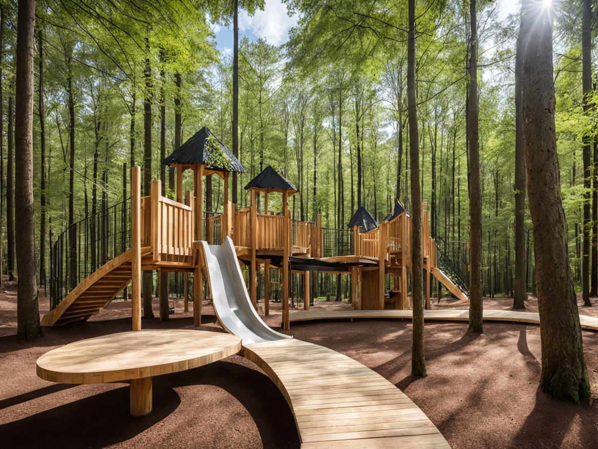 A playground made of wood in a nature-friendly forest by LEE (Lee ...