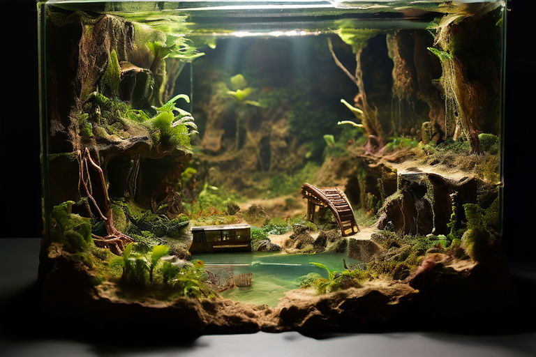 Miniature diorama scene of underground world with lots of na... by ...