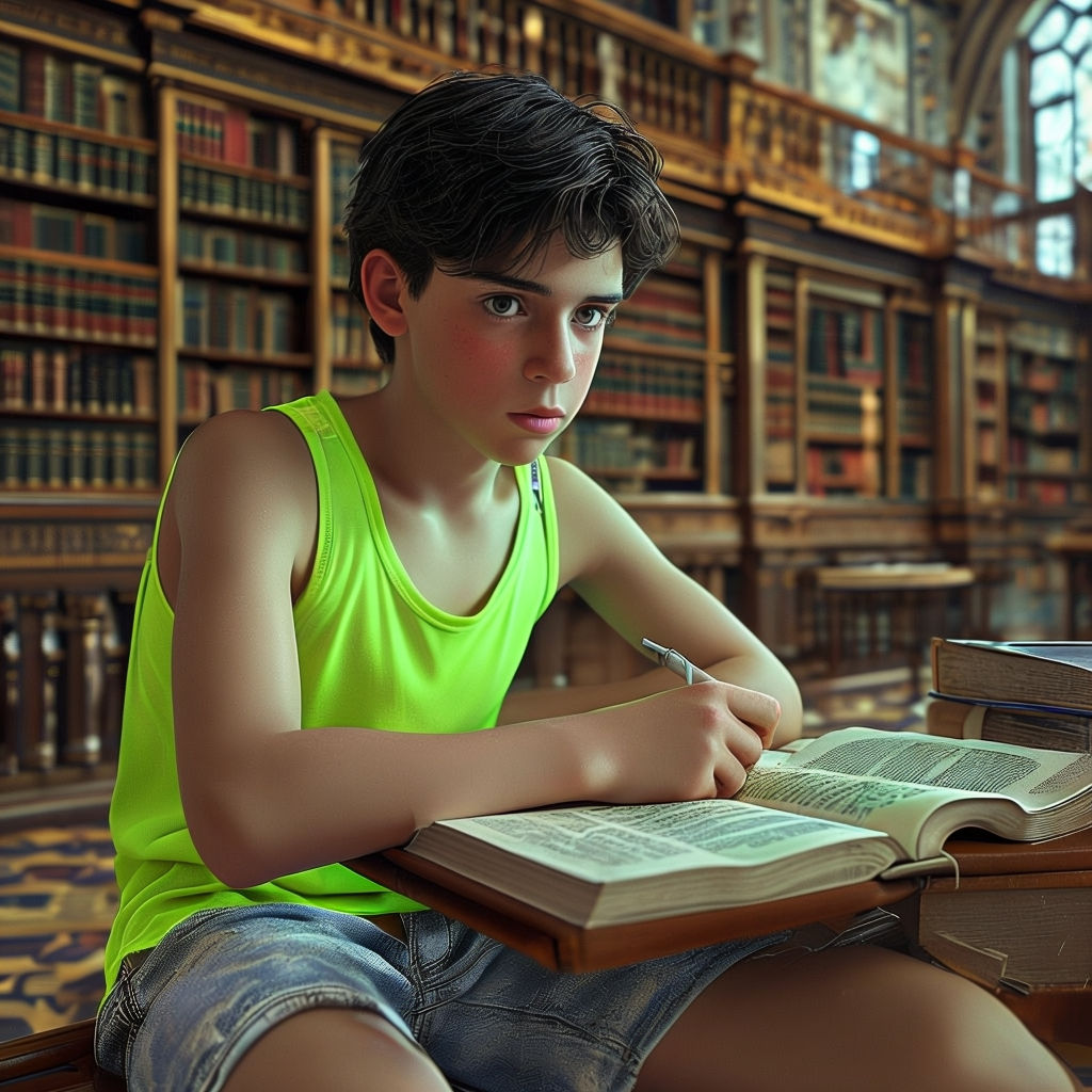 Masterpiece: portrait of a 14-year-old boy with dark hair an... by Juan ...