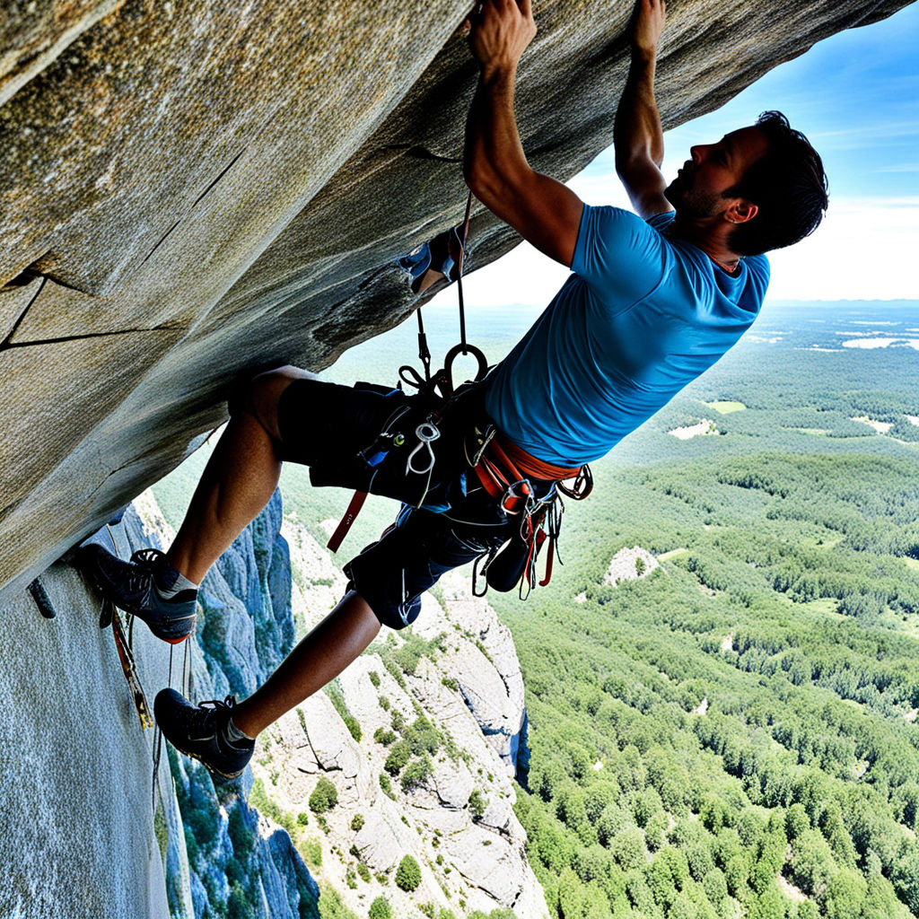 A rock climber climbing an overhang wall by JEONGHYUN KIM - Playground