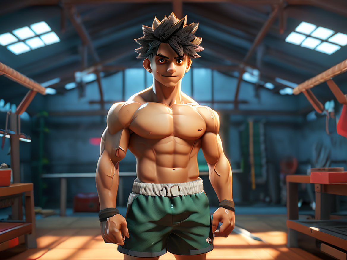 Shirtless deku wearing boxer shorts in a gym by stephentomwest - Playground
