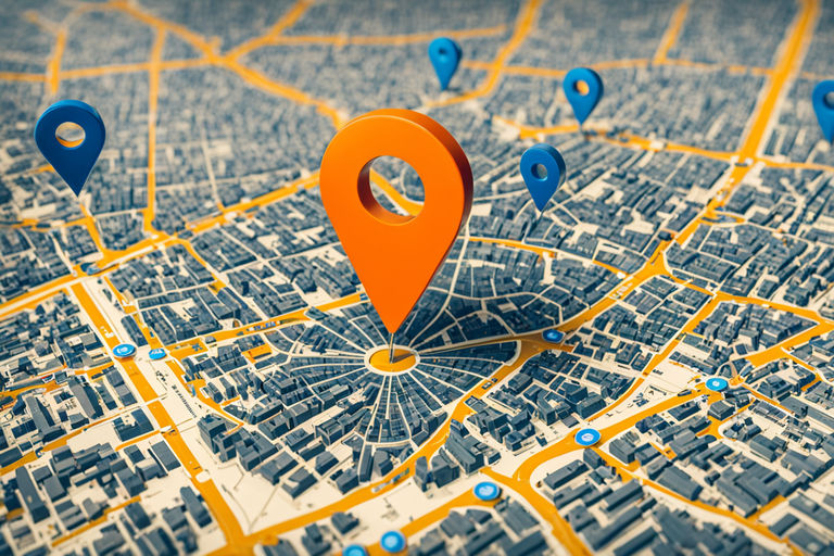 Location pin icon on earth city urban map indicating the loc... by C ...