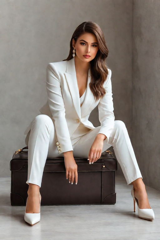 Full body A young woman whit perfect face sitting on the flo... by Caro ...