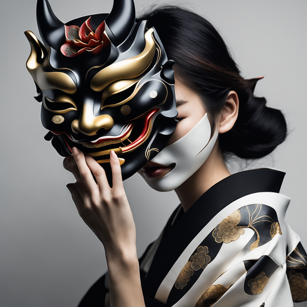 Japanese girl holding hannya mask in front of face by Laserinkremovals ...