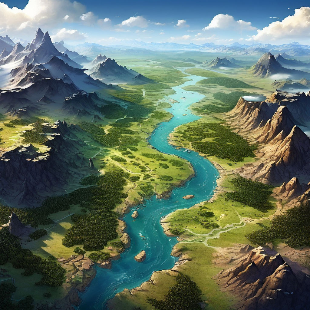 A top-down fantasy rpg continent map with a large variety of... by Tony ...