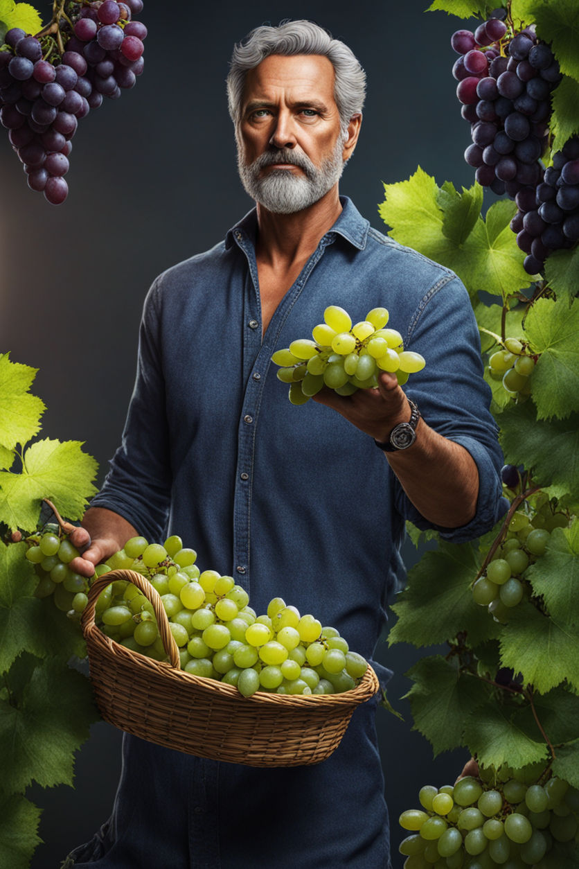 Man with grapes in his hand by Andrea Brede-Lotz - Playground
