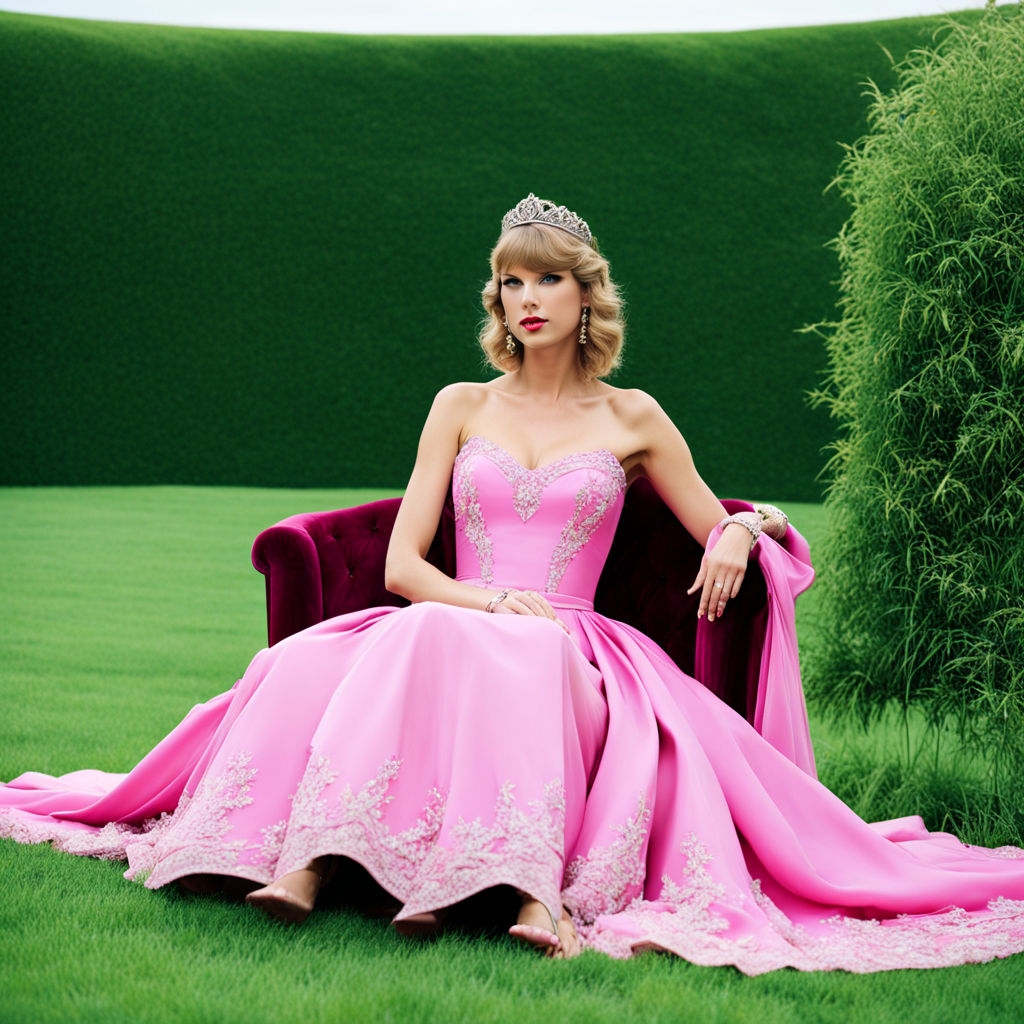 Taylor Swift in a in a pink royal gown. her face is moody by Another ...