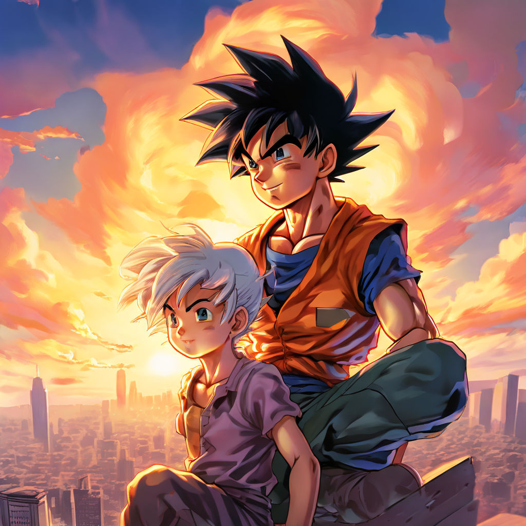Goku and Bulma seated side by side on the magical Flying Nim... by Jeff Rey - Playground