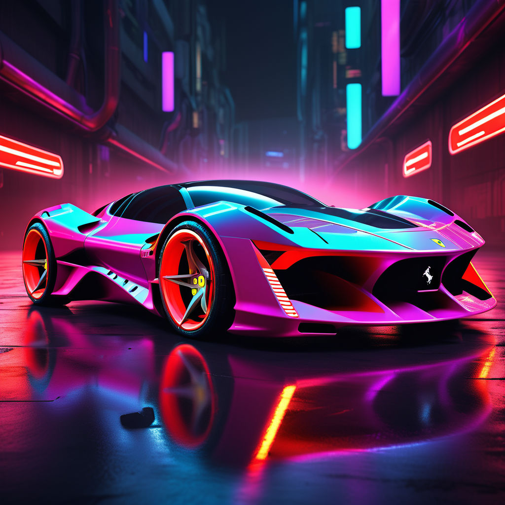 Cyberpunk Ferrari car concept by Adam - Playground