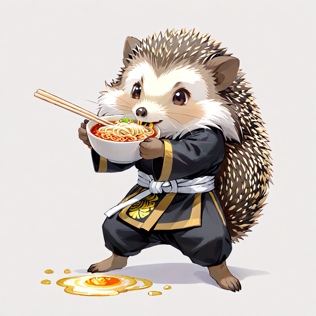 Cute Japanese karate Hedgehog enjoy to eats ramen by NET TEESHIRT ...