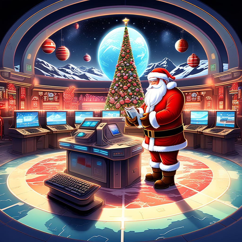 Design a high-tech North Pole control center where Santa and... by ...