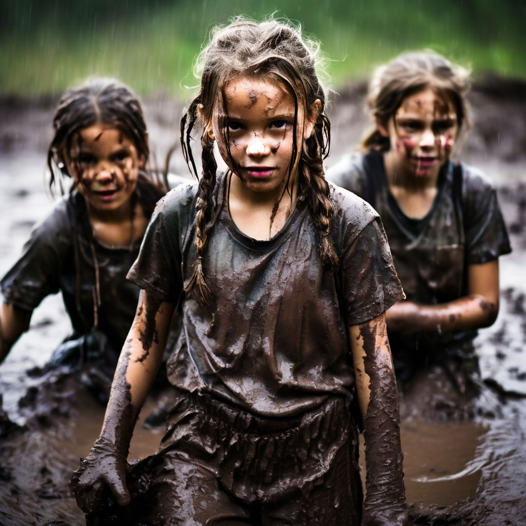 Realistic photograph of a group of female preteen kids in a ... by D K ...