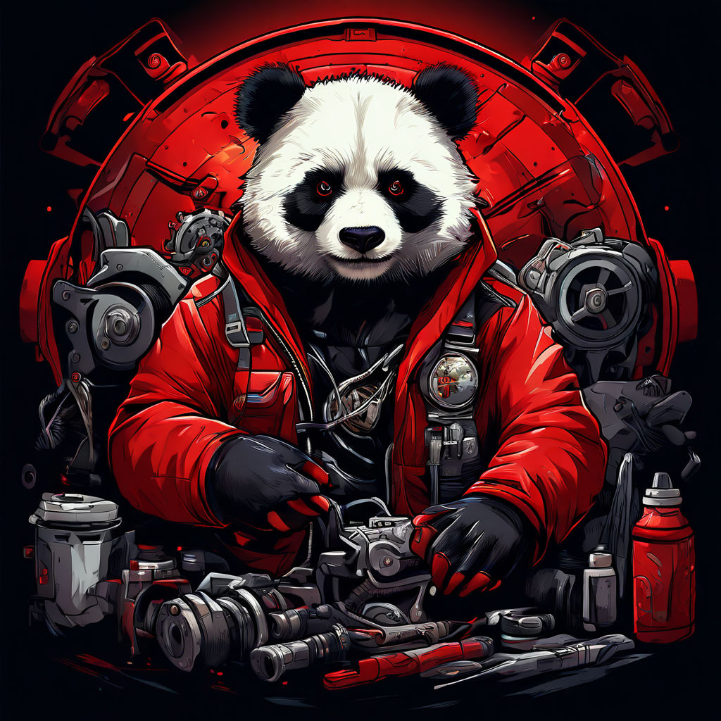 Vector illustration of a hardworking panda by Cherta Duality - Playground