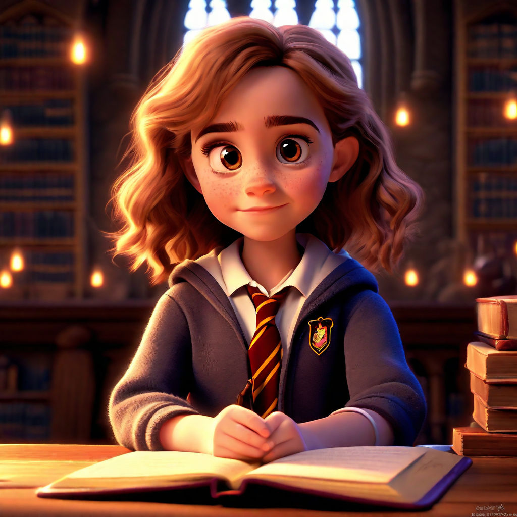 Adorable cute Hermione in Pixar style by Burak Senyurt - Playground