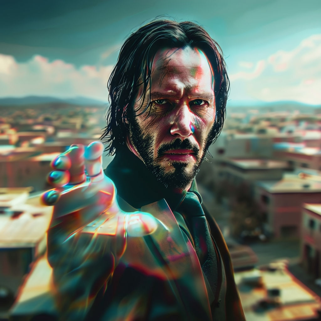 John wick keanu reeves closeup hd deep depth effect over tow... by ...