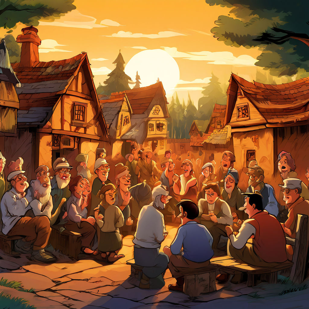 Many people talking in old village. Cartoon by manpreet mehra - Playground