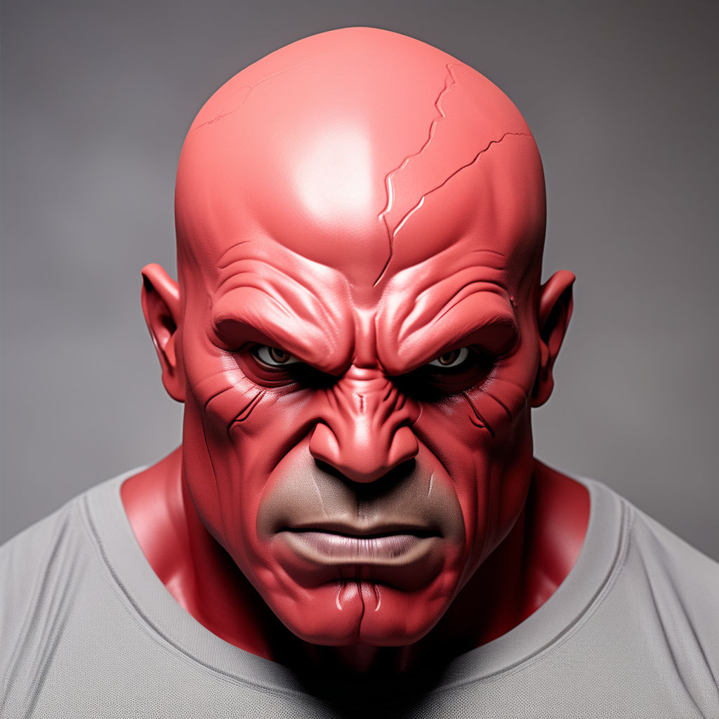 Red Hulk bald head eyelashes by Gábor Labbancz - Playground