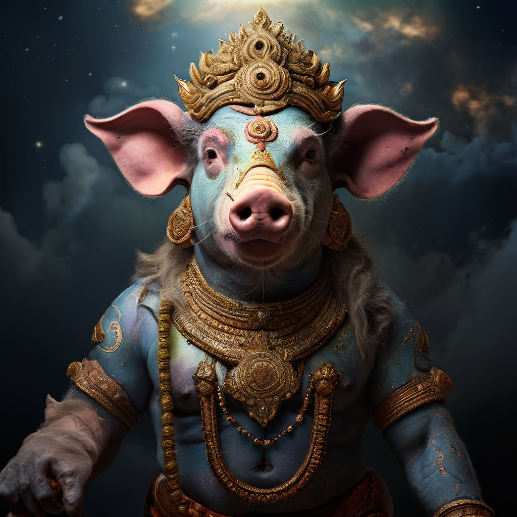 Lord vishnu as pig with earth on nose by Sai Krishna Ghanta - Playground