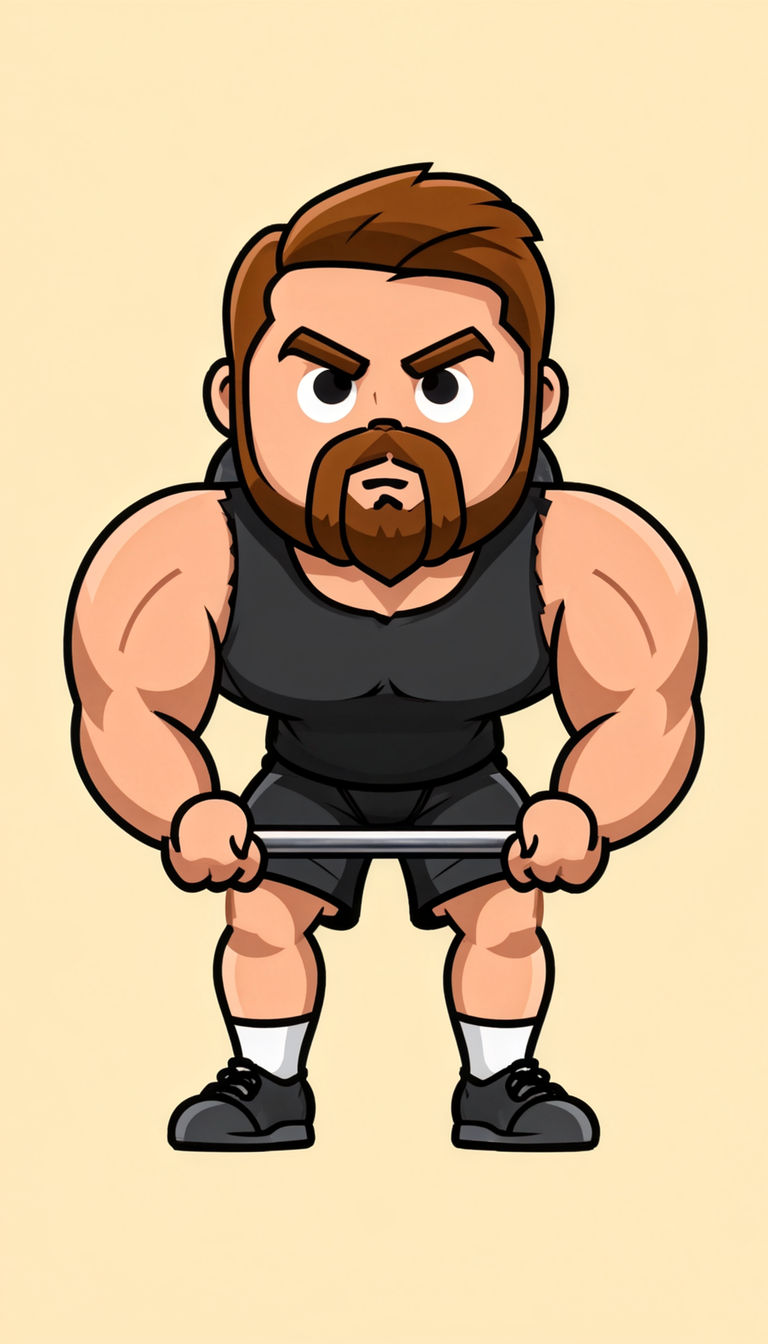 A cartoon-style illustration of an animated weightlifter per... by top ...