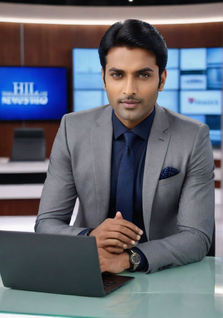 An incredibly handsome Indian male news anchor by Cadet SurajYadav ...