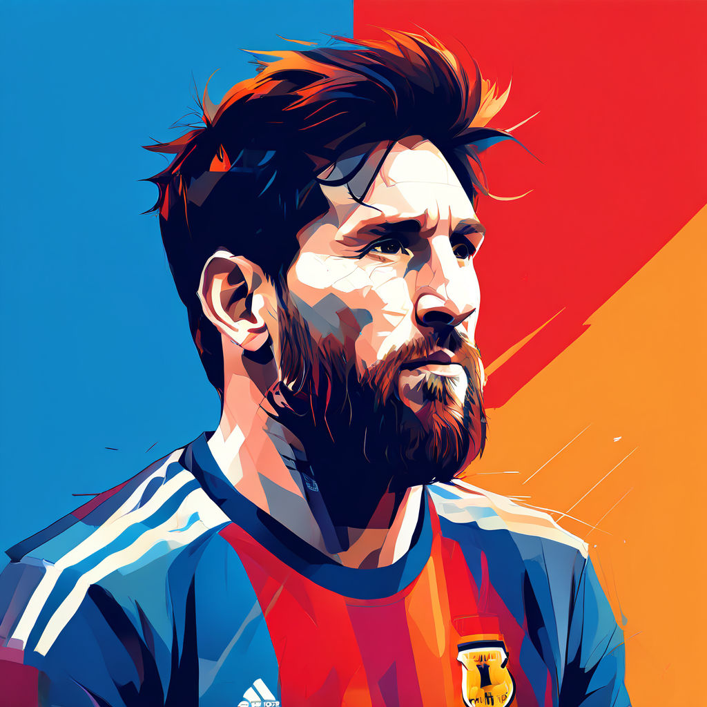 Generate a vectoriel portrait of Lionel Messi by Origins DNA - Playground