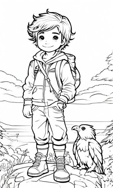 Black and white outline art for kids coloring book page a bo... by Lena ...