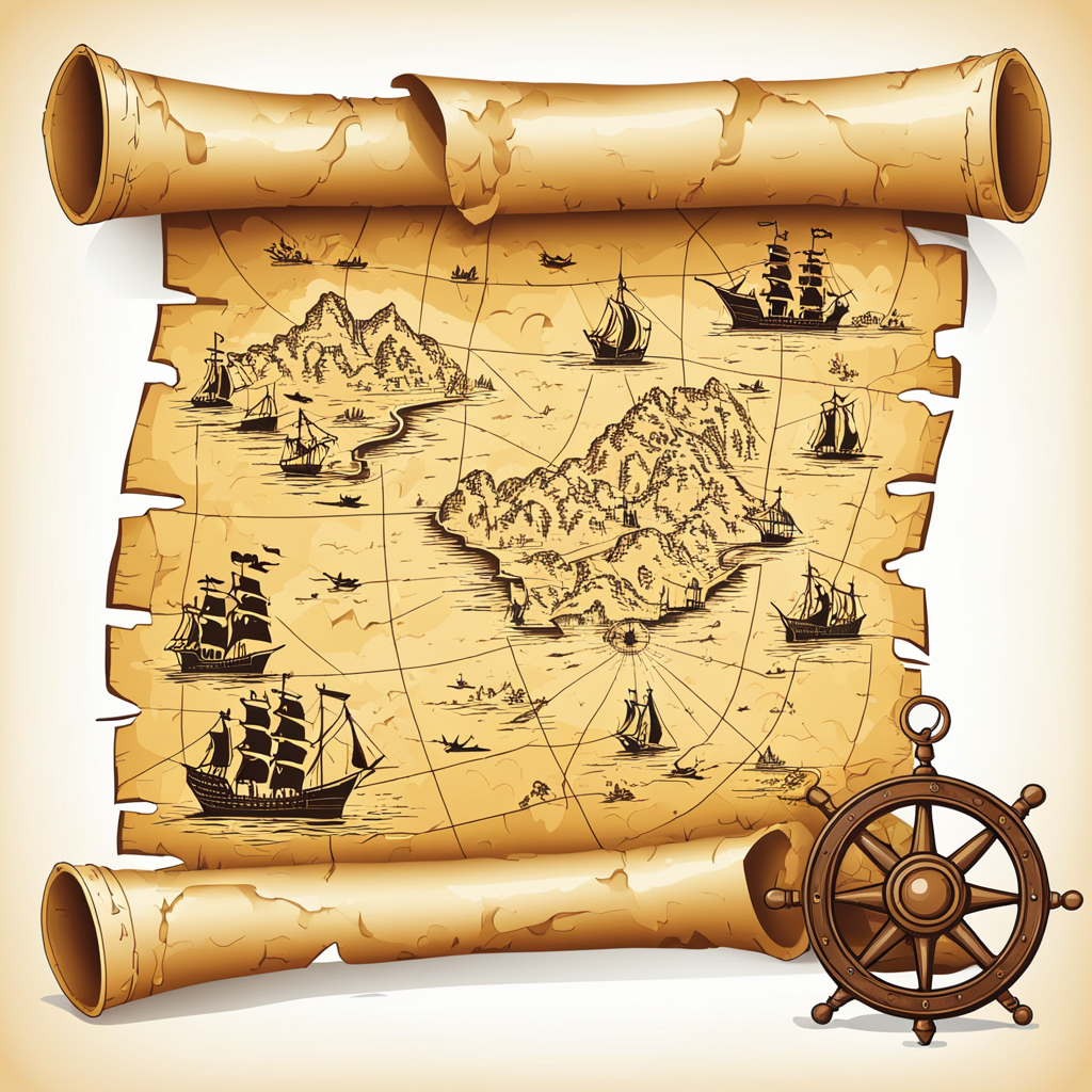 Pirate treasure map. Pirates old roll map by 남seremis - Playground