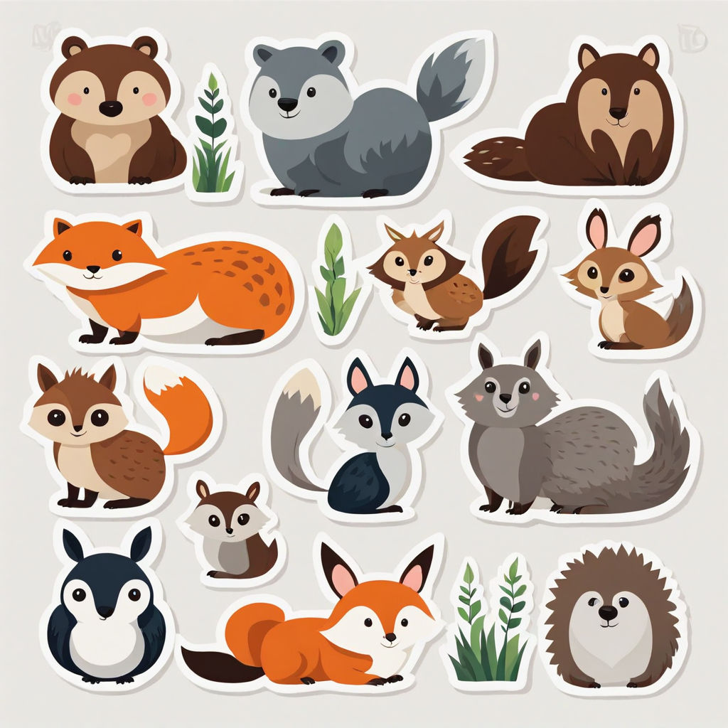Set of cartoon characters of woodland creatures by Mark Terrey - Playground