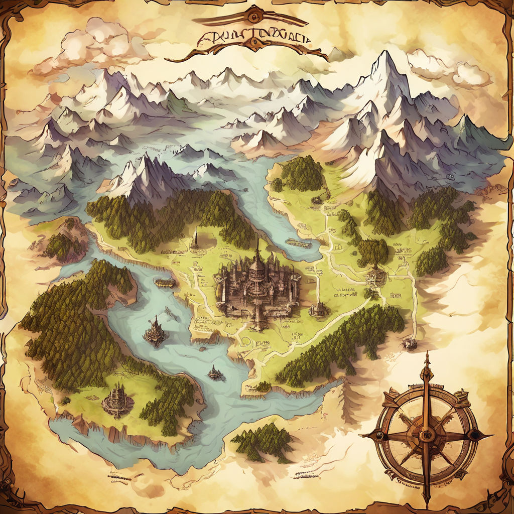Map fantasy map anime style map detailed map Old scroll map by john ...