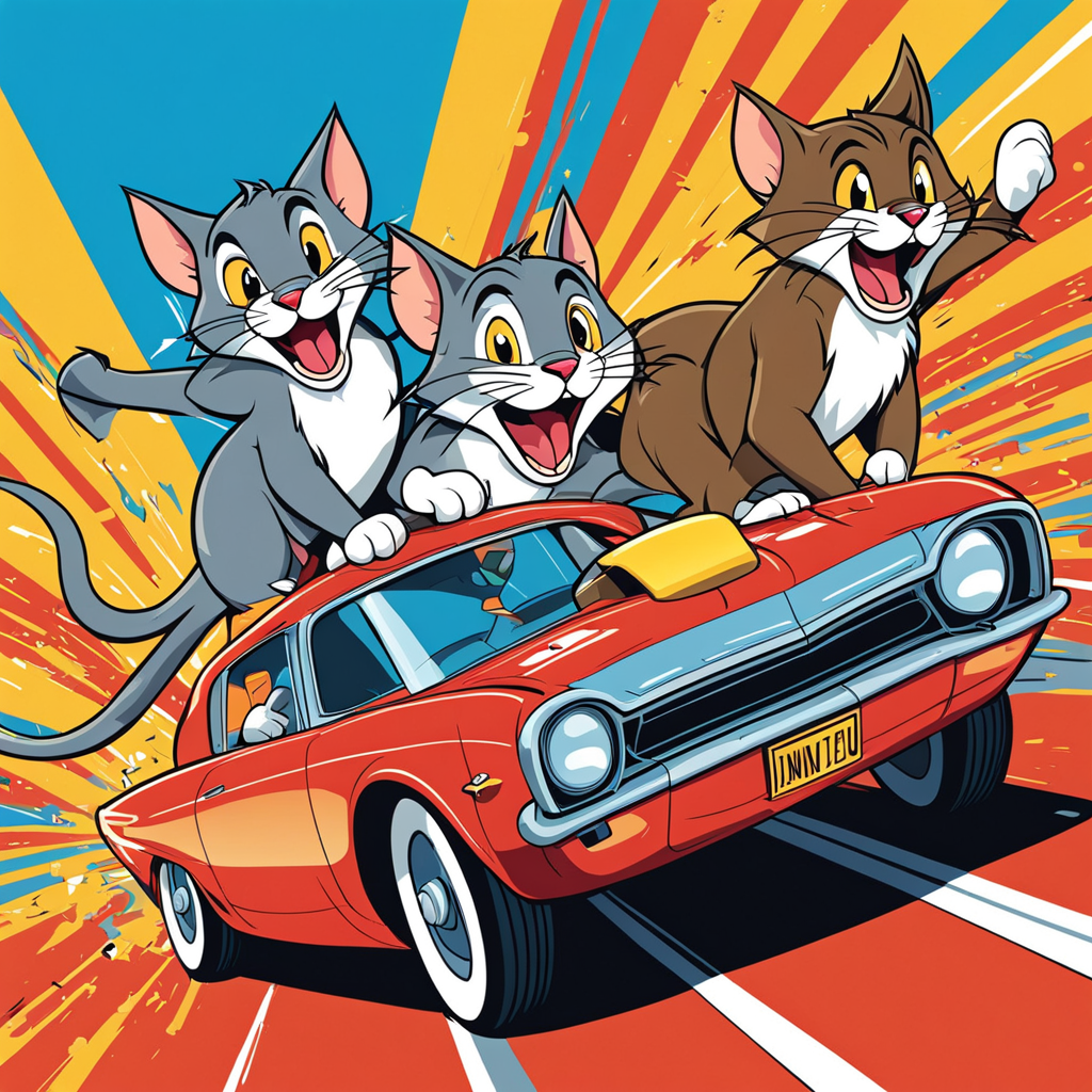 Tom and Jerry characters caught in a classic chase by Ron Moreland ...