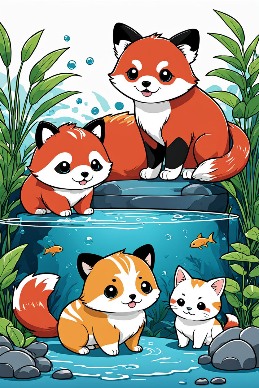 Coloring page cartoon: simple hand drawn lines: of cute kawa... by ...