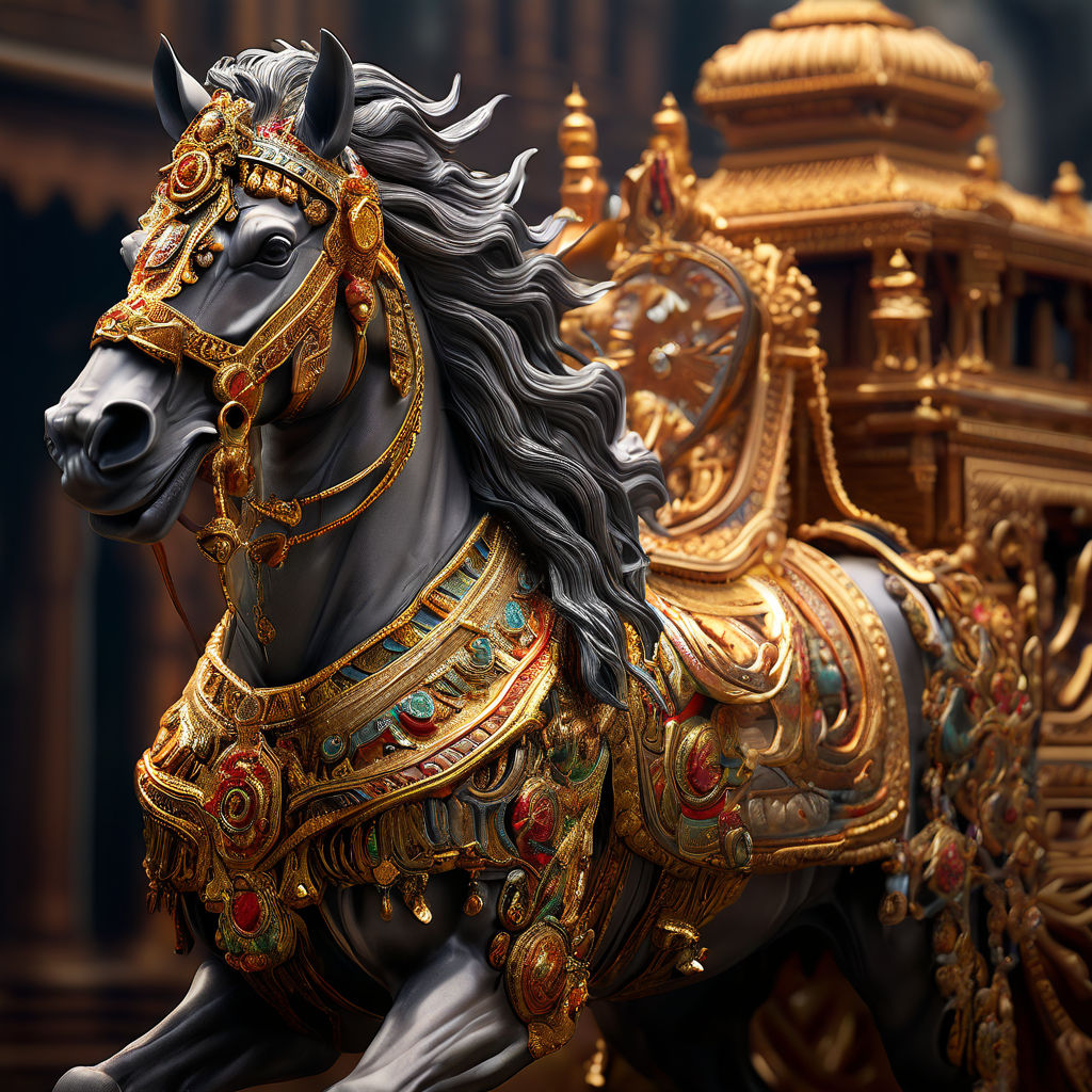 Indian king beautiful and opulent golden horse chariot by Jeremiah E ...