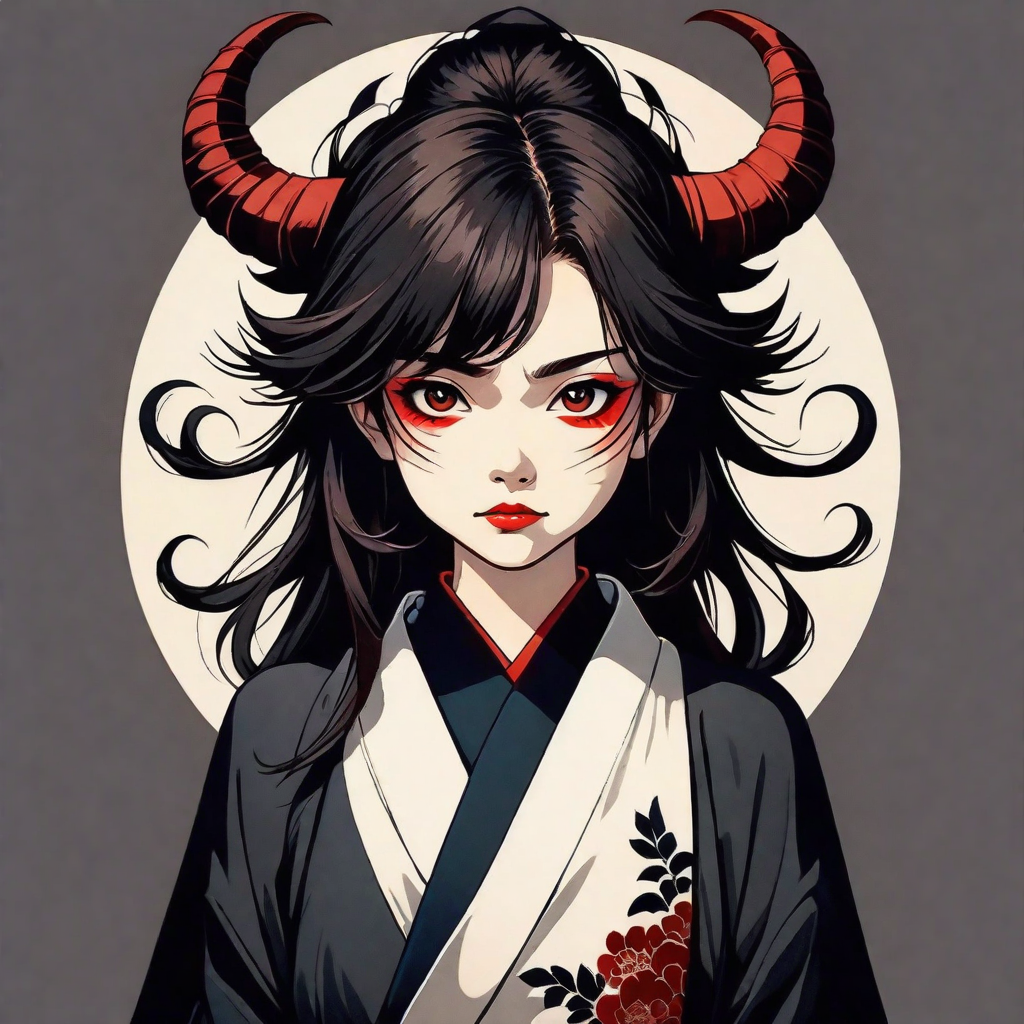 Beautiful Japanese girl demon by JB Bilotti - Playground