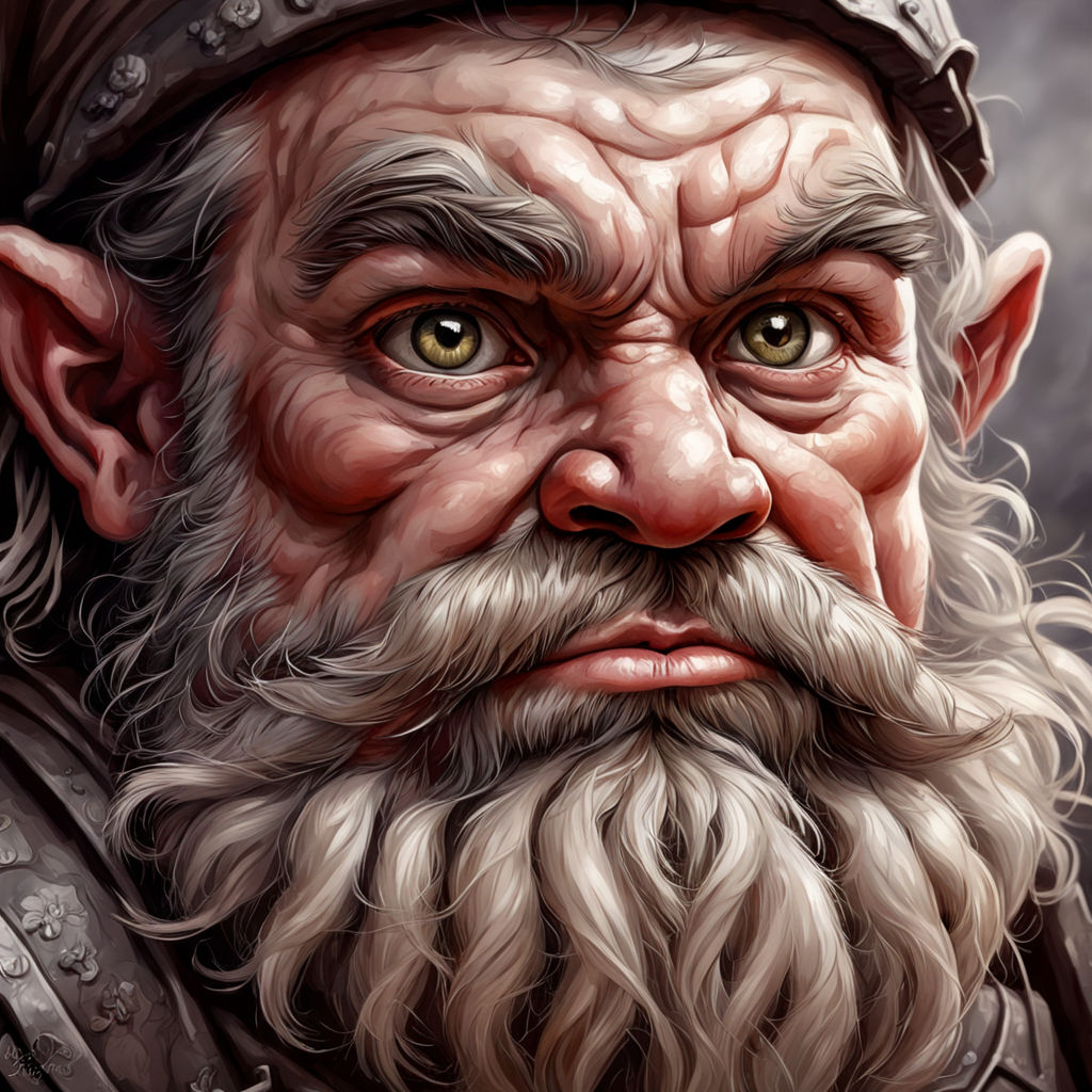 Up close face portrait drawn by an artist. Rugged Dwarf by ...